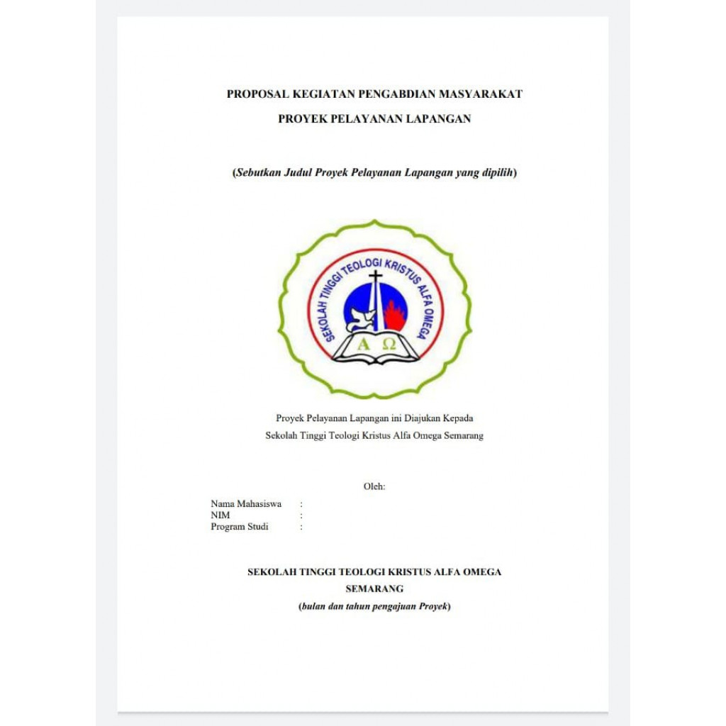 TEMPLATE PROPOSAL KEGIATAN PKM PROYEK PELAYANAN LAPANGAN - Sekolah ...